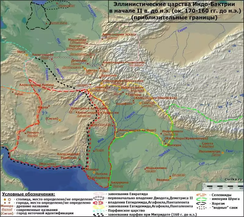 پادشاهی یونانی-بختیاری در قرن دوم پیش از میلاد. cividka.ru.