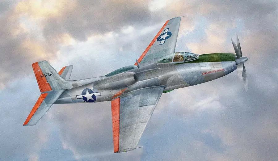 Doświadczony daleko eskorty myśliwiec skonsolidowany-solidee XP-81. USA