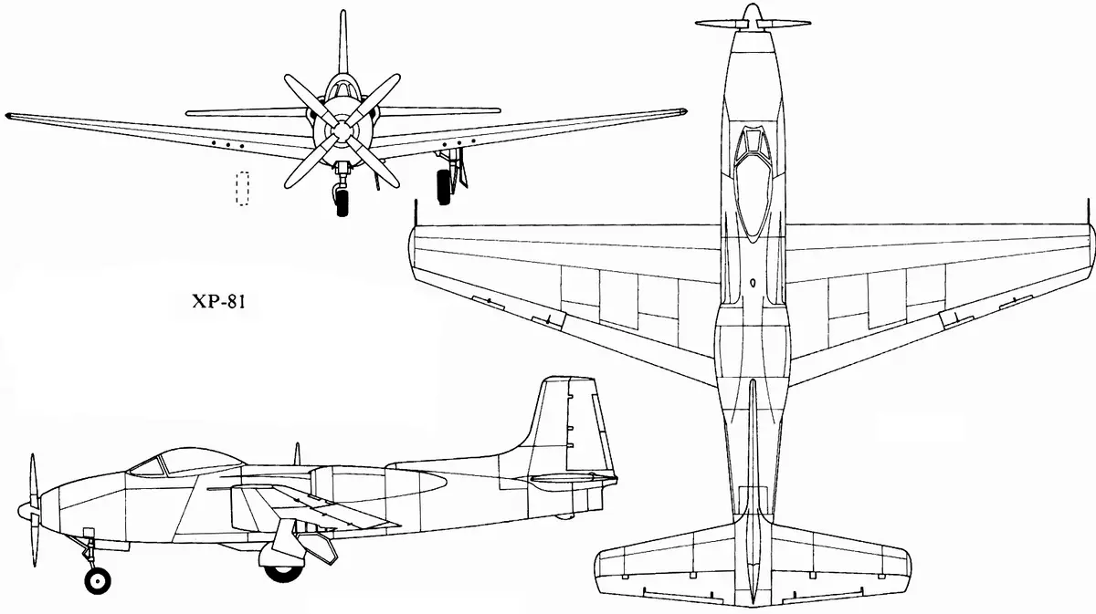 Schema di un esperto-Vultee XP-81 esperto-Vultee XP-81 con motore Generale Electric T31-GE-3