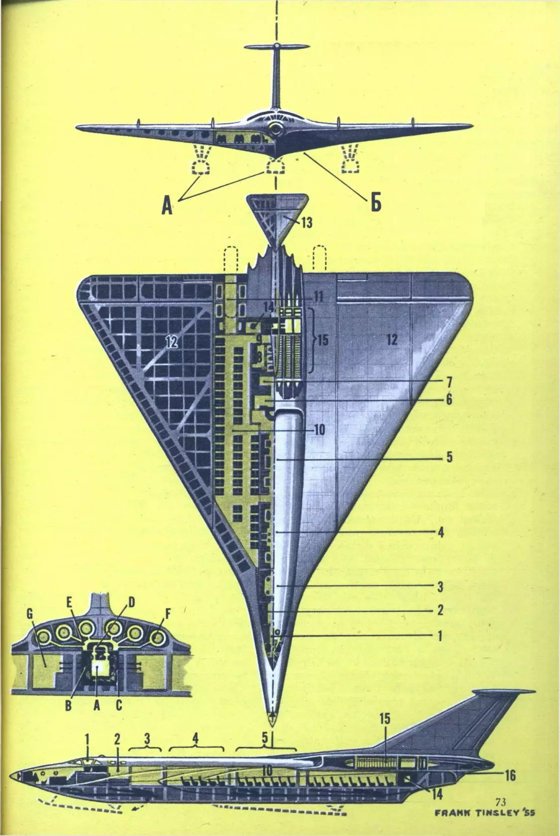 Návrh cestujícího létající člun s jadernou elektrárnou z Mechanix Ilustrated Magazine 8640_4