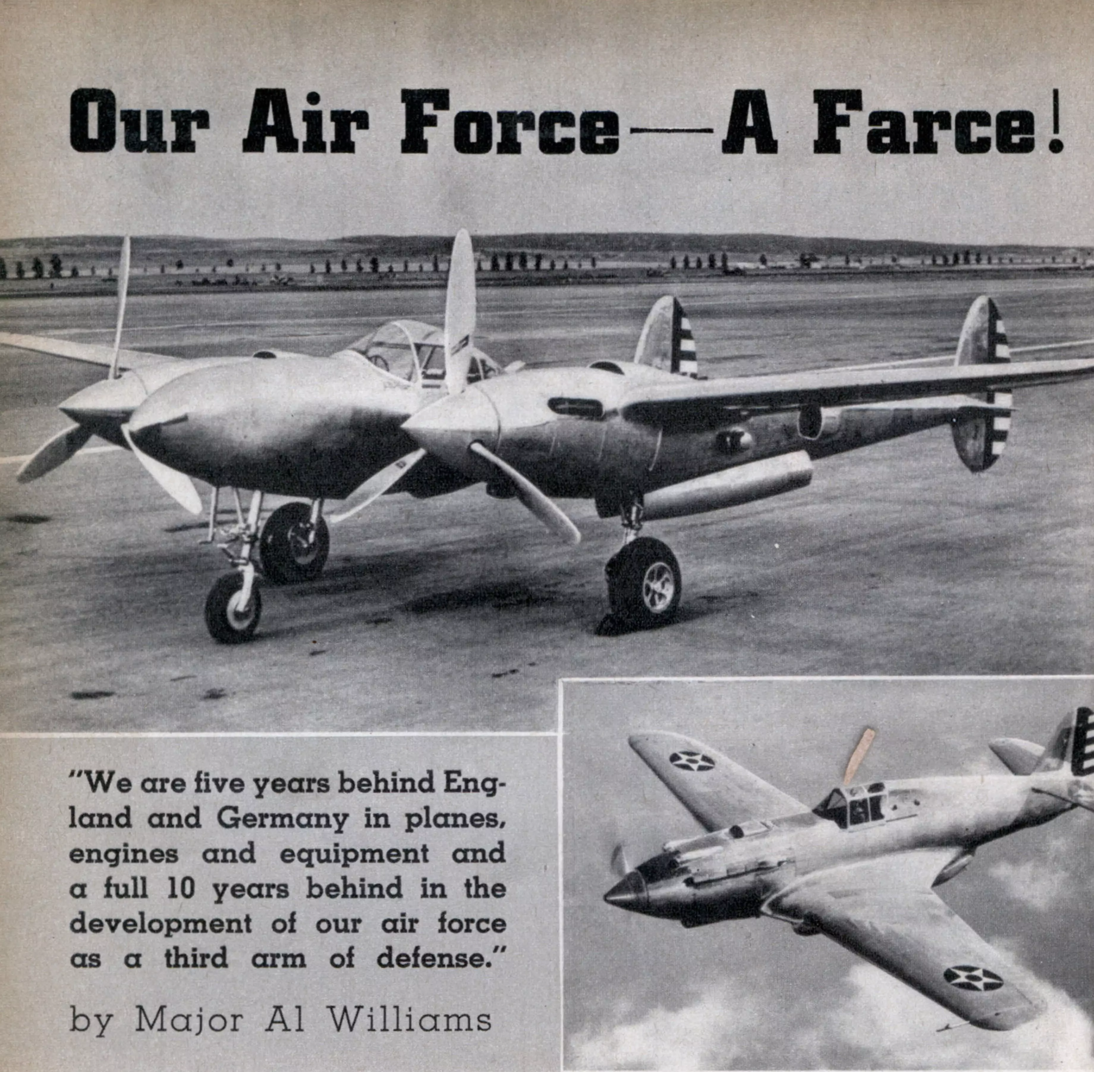 La nostra Air Force è una farsa! Vista critica dell'American Army Aviation del 1939