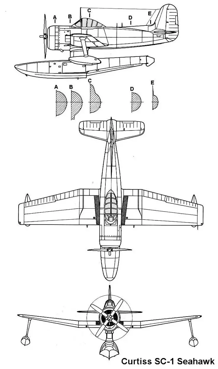 Curtiss SC-1 Seahawk Scout diagrama