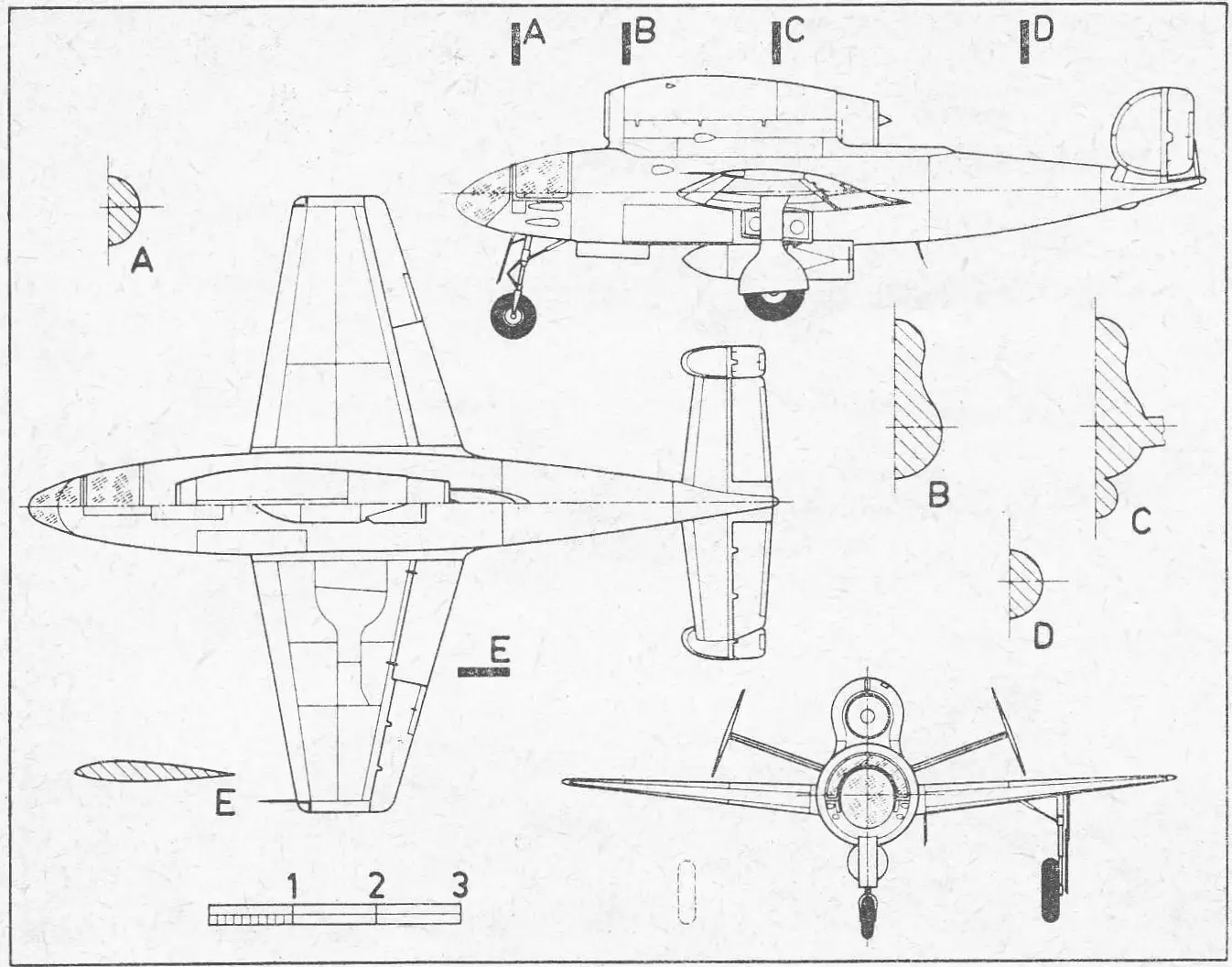 Schema av en erfaren plockning Bomber HS 132