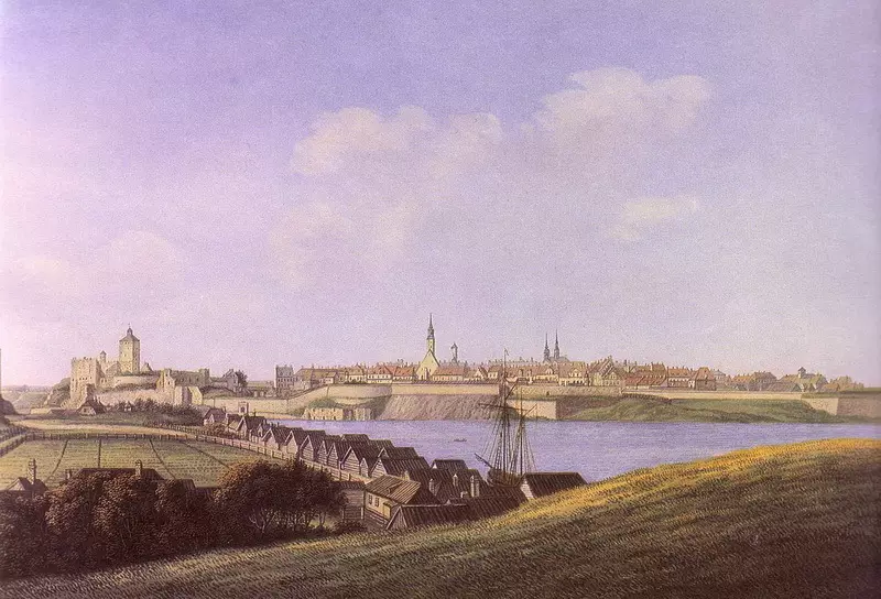 Pogled na Narvi iz reke Narov, XVII stoletja