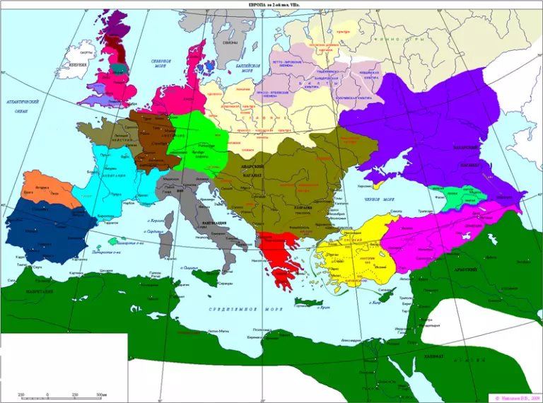 Europako eta Afrika iparraldeko mapa Mimi mendean amaieran