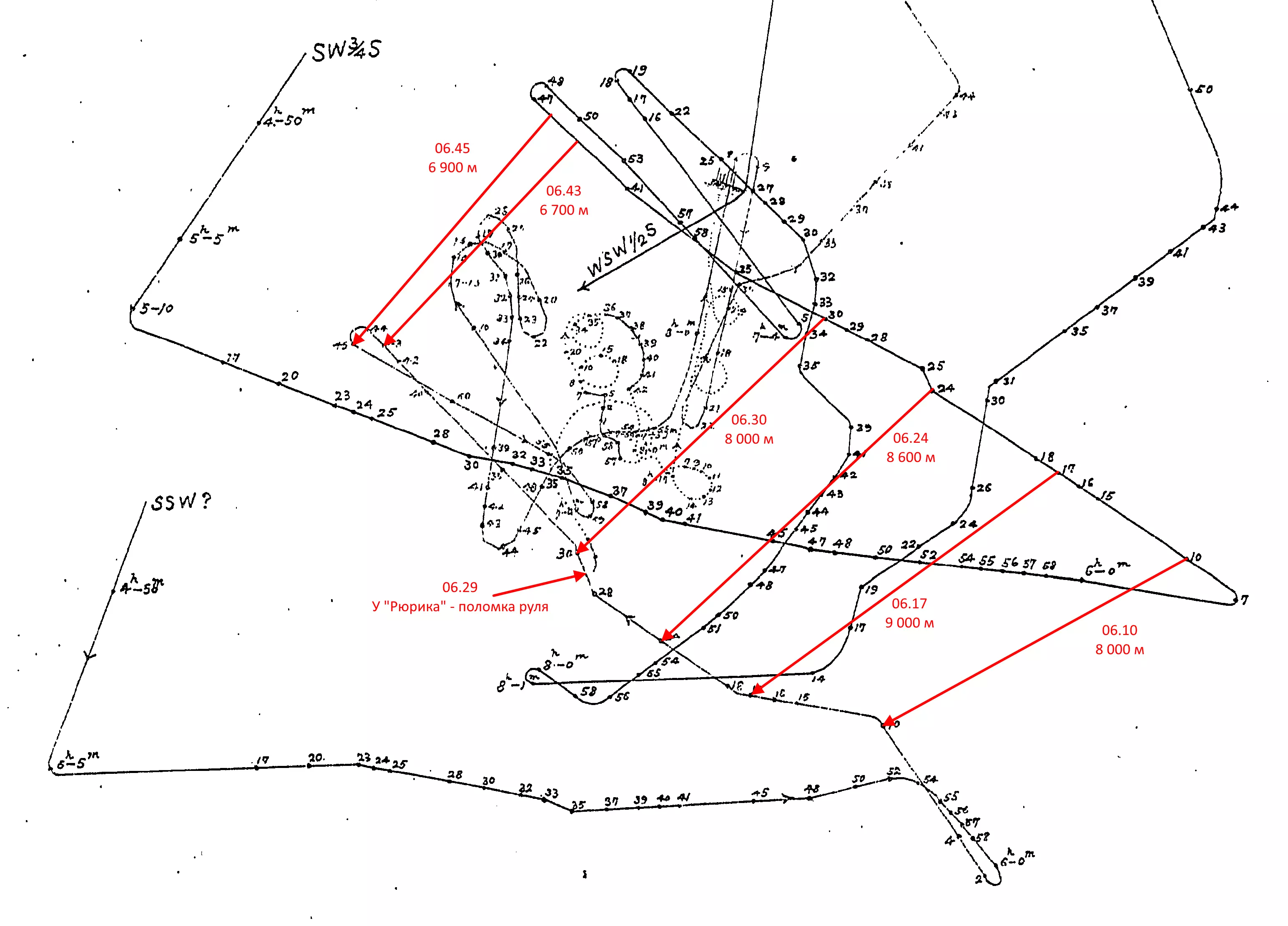 Figure 2. Fragment of the battle scheme for the Ulsan attached to the report of the commander
