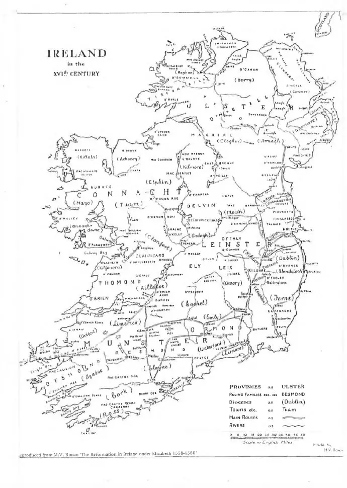 Mapa Irlandii XVI wieku