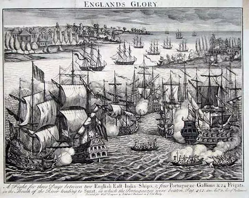 Fleetgbọala nke ụlọ ọrụ Britain Ost-India bụ ohu, 1612. Wikimedia.org.