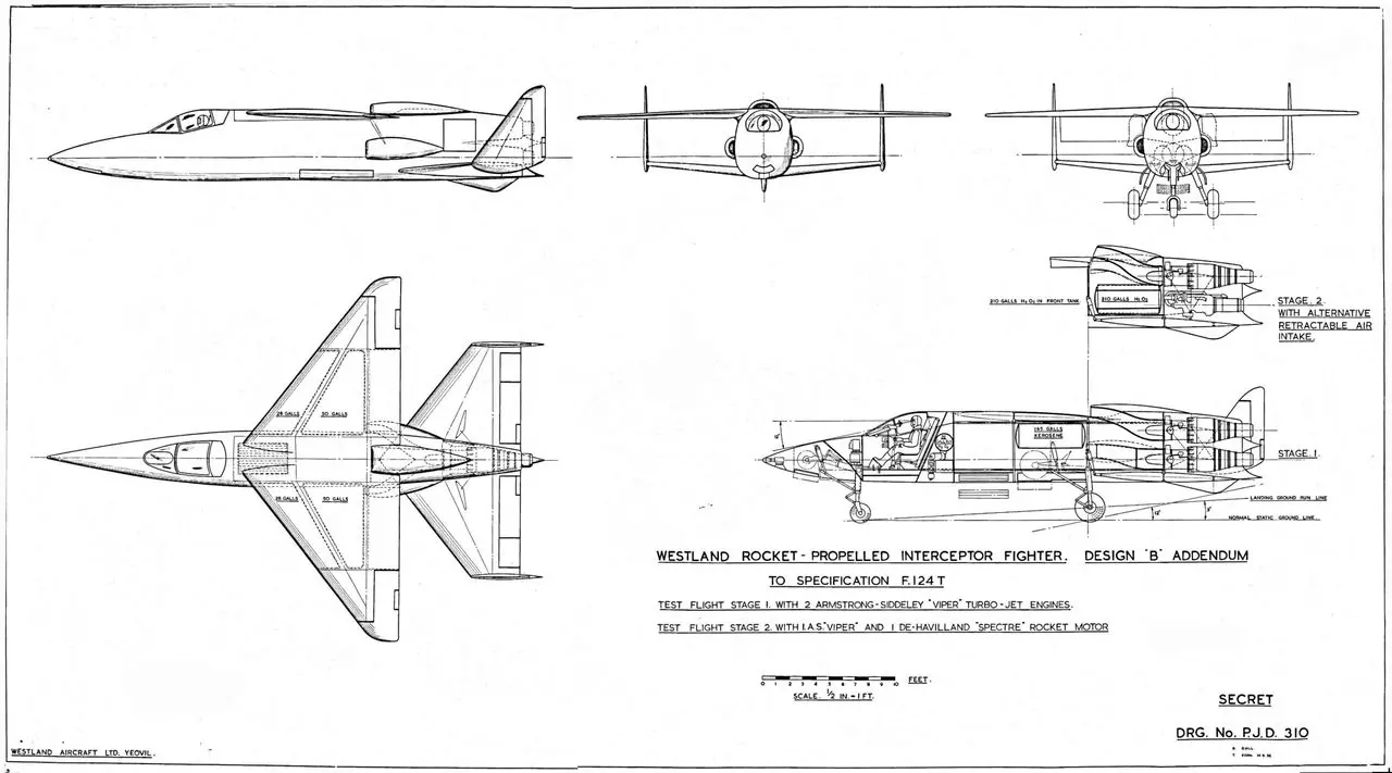 Projecte de combat-interceptor Westland f.124b. Regne Unit